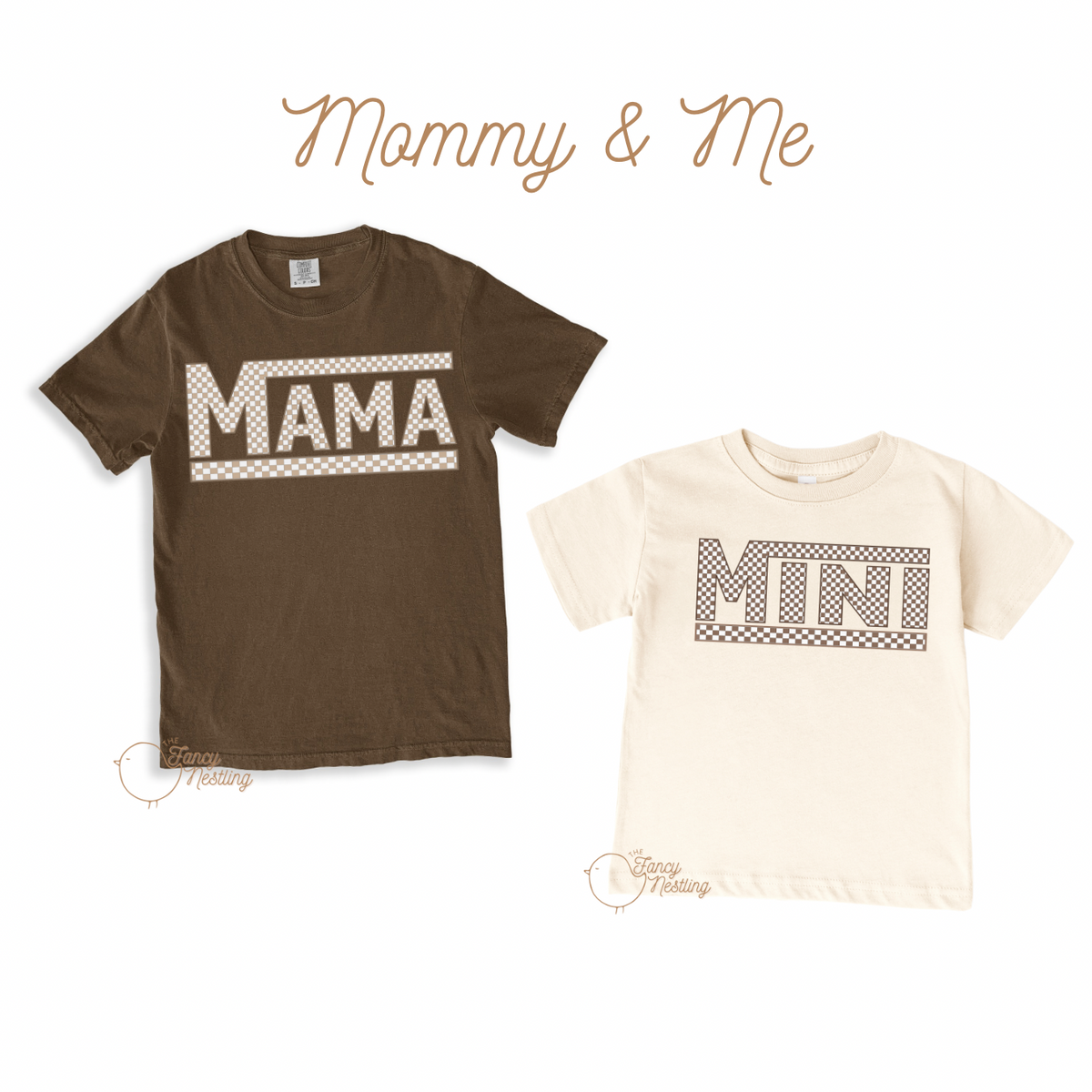 Tan Check + Mama Tee – The Fancy Nestling